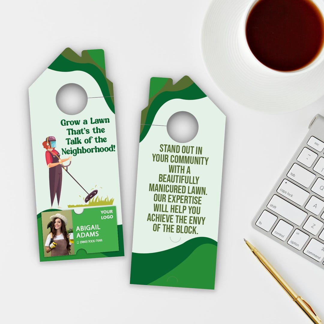 Lawn Care Door Hangers Customizable Yard Service Tags Lawn Maintenance ...