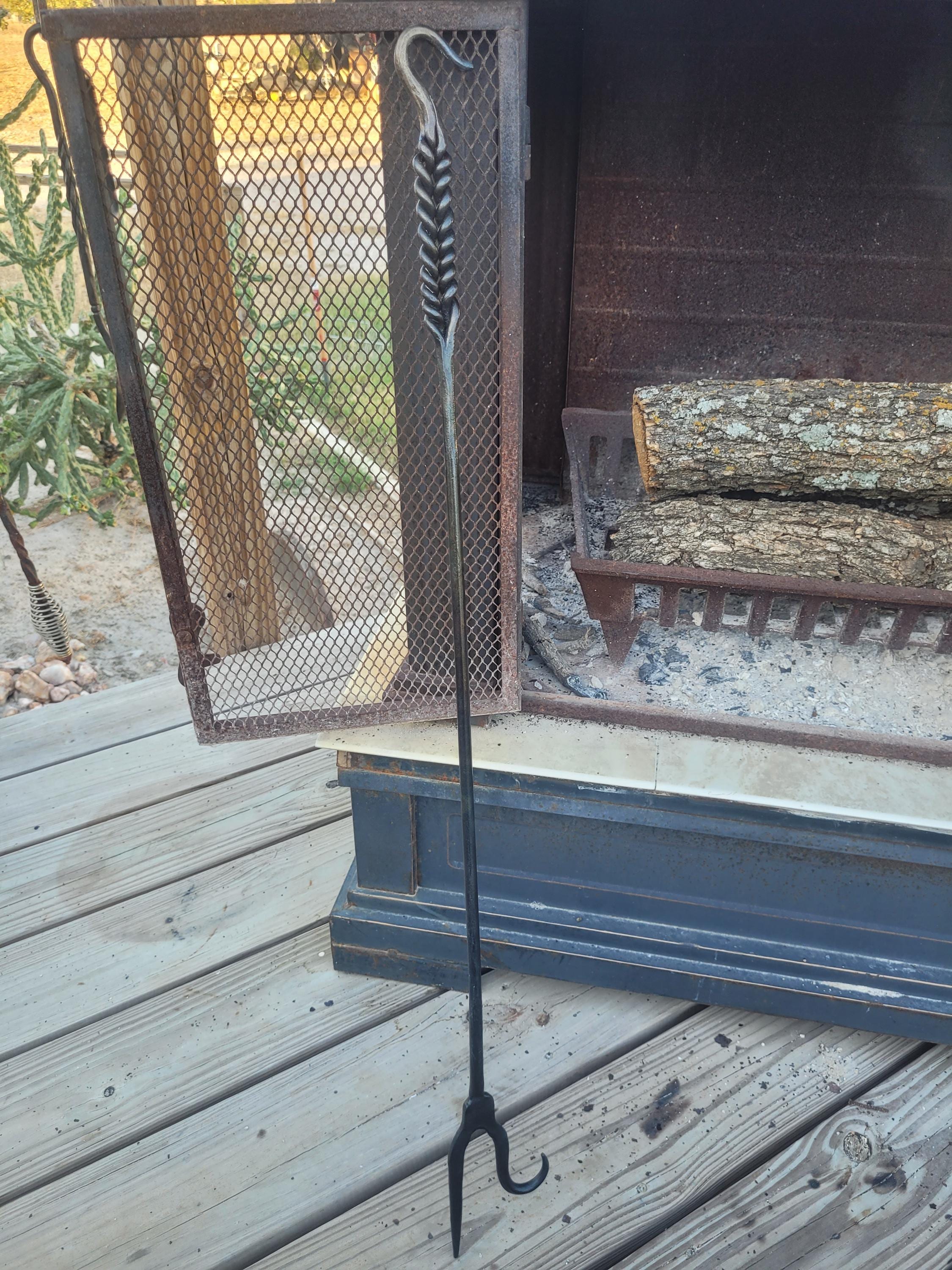 Hand Forged 5 Piece Fireplace Tool Set - Etsy