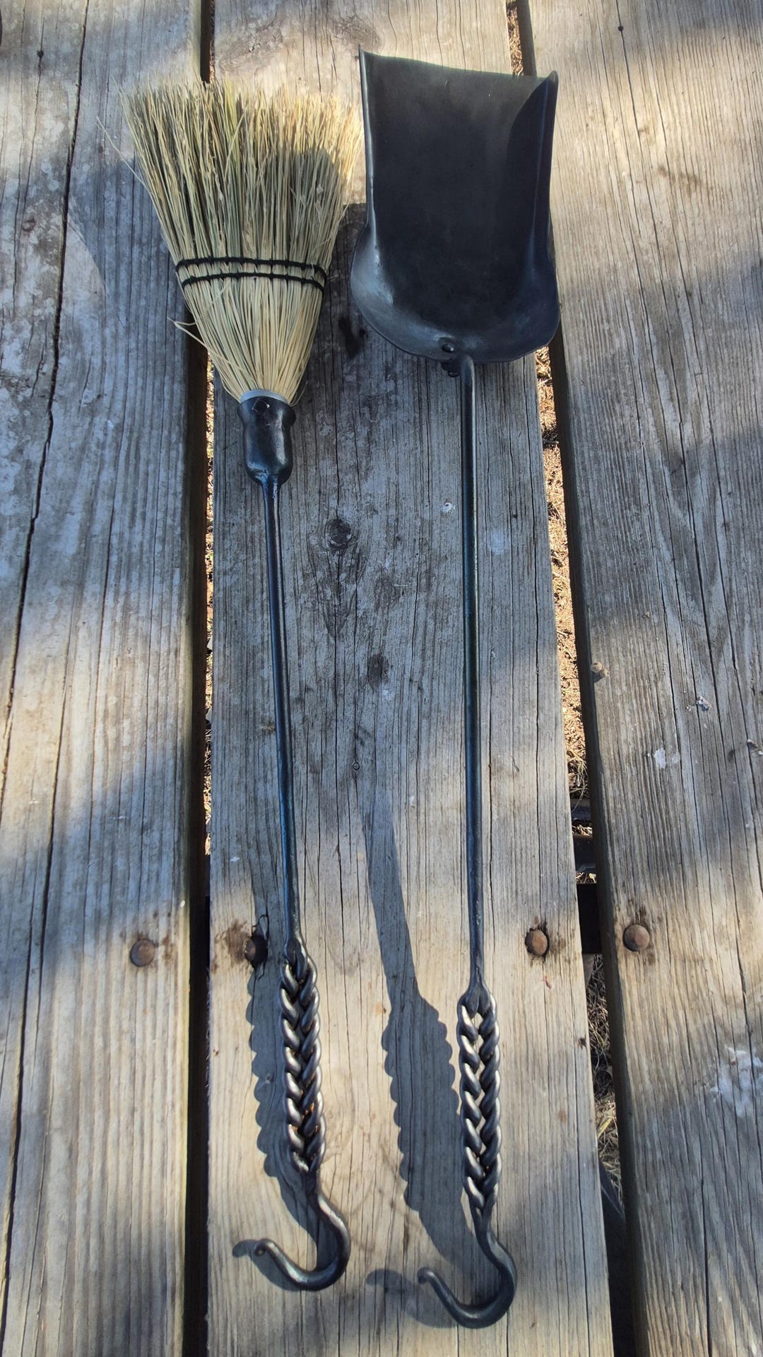 Hand Forged Fireplace Shovel/broom - Etsy