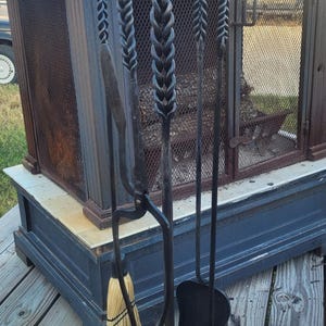 Hand Forged 5 Piece Fireplace Tool Set - Etsy