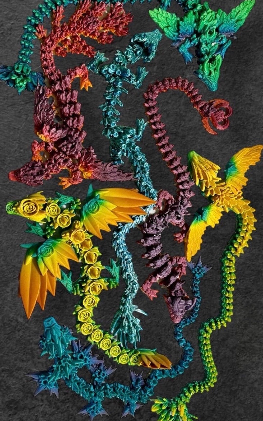 3D Printed Articulated Dragon Toy Selection From Cinderwing - Etsy