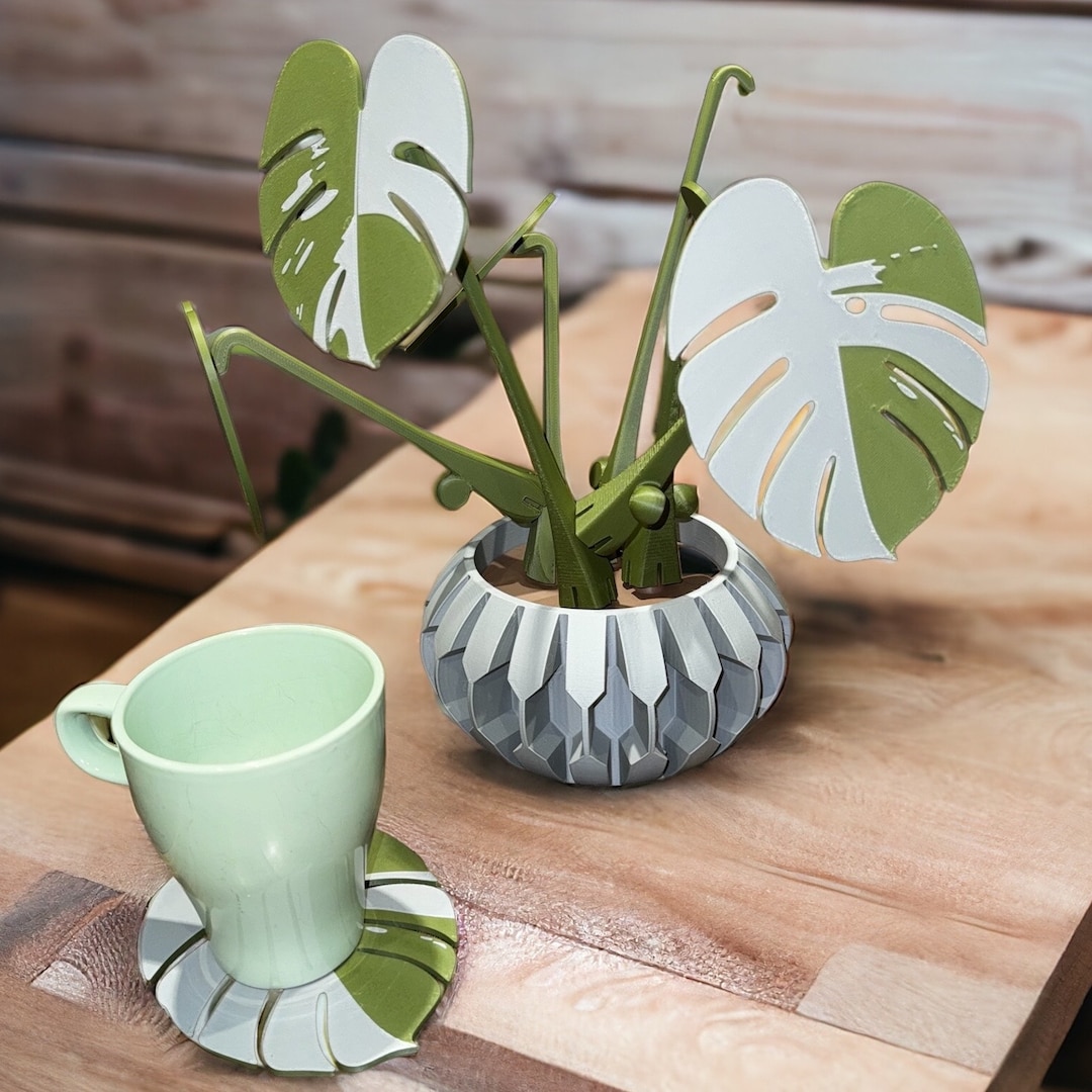 Monstera Plant - Modular 3D Printed Leaf Coaster Set | Customizable ...