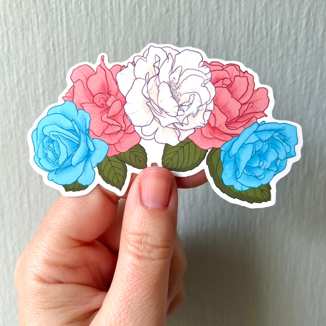 Trans Pride Roses Matte Vinyl Sticker - Etsy