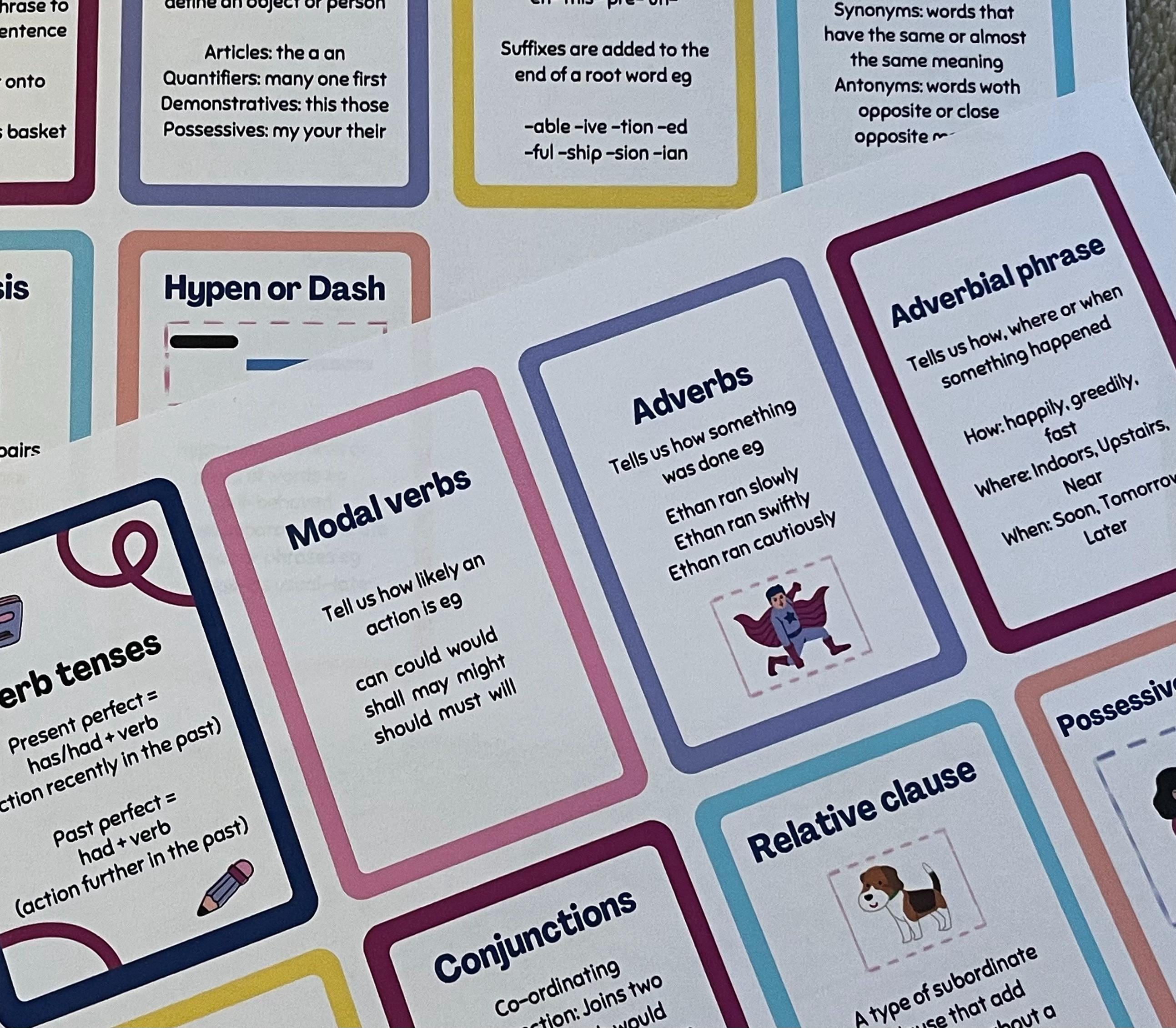 Grammar Printable Flash Cards KS2 SAT Revision - Etsy