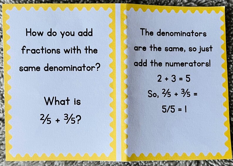 Fractions Printable Flash Cards KS2 SAT Revision - Etsy