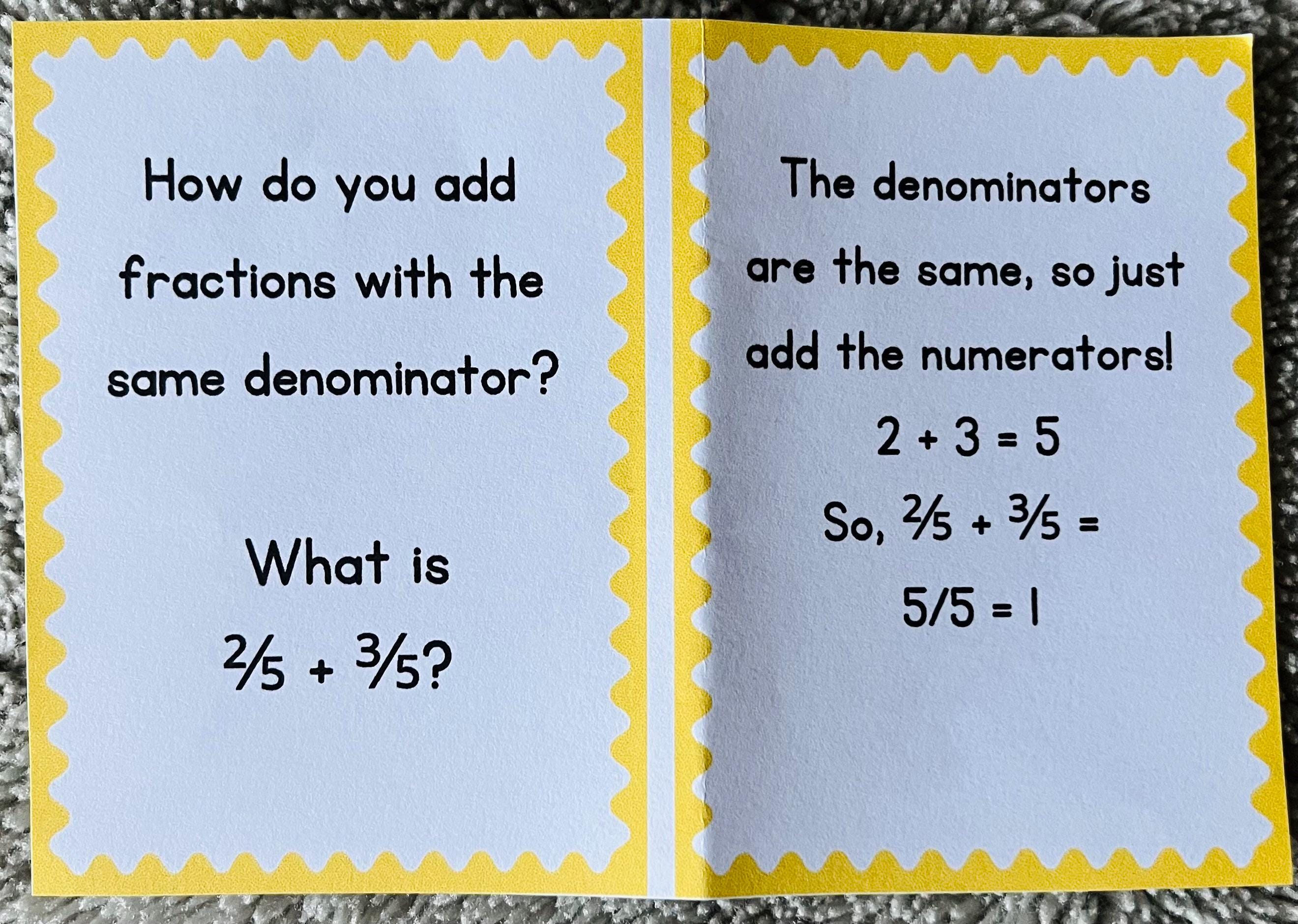 Fractions Printable Flash Cards KS2 SAT Revision - Etsy