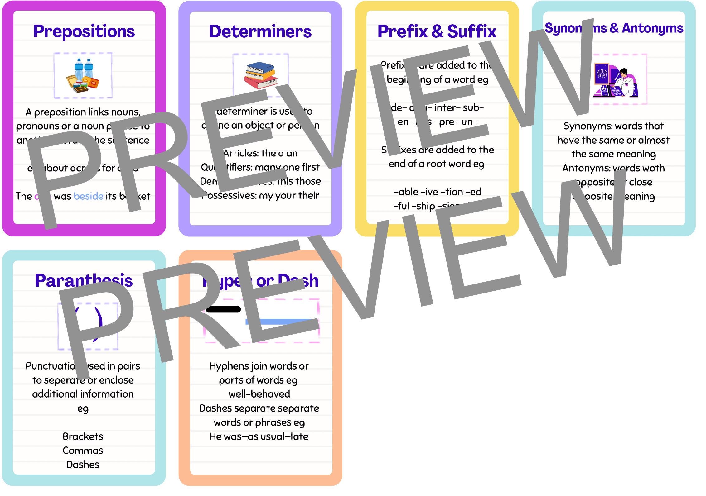 Grammar Printable Flash Cards KS2 SAT Revision - Etsy