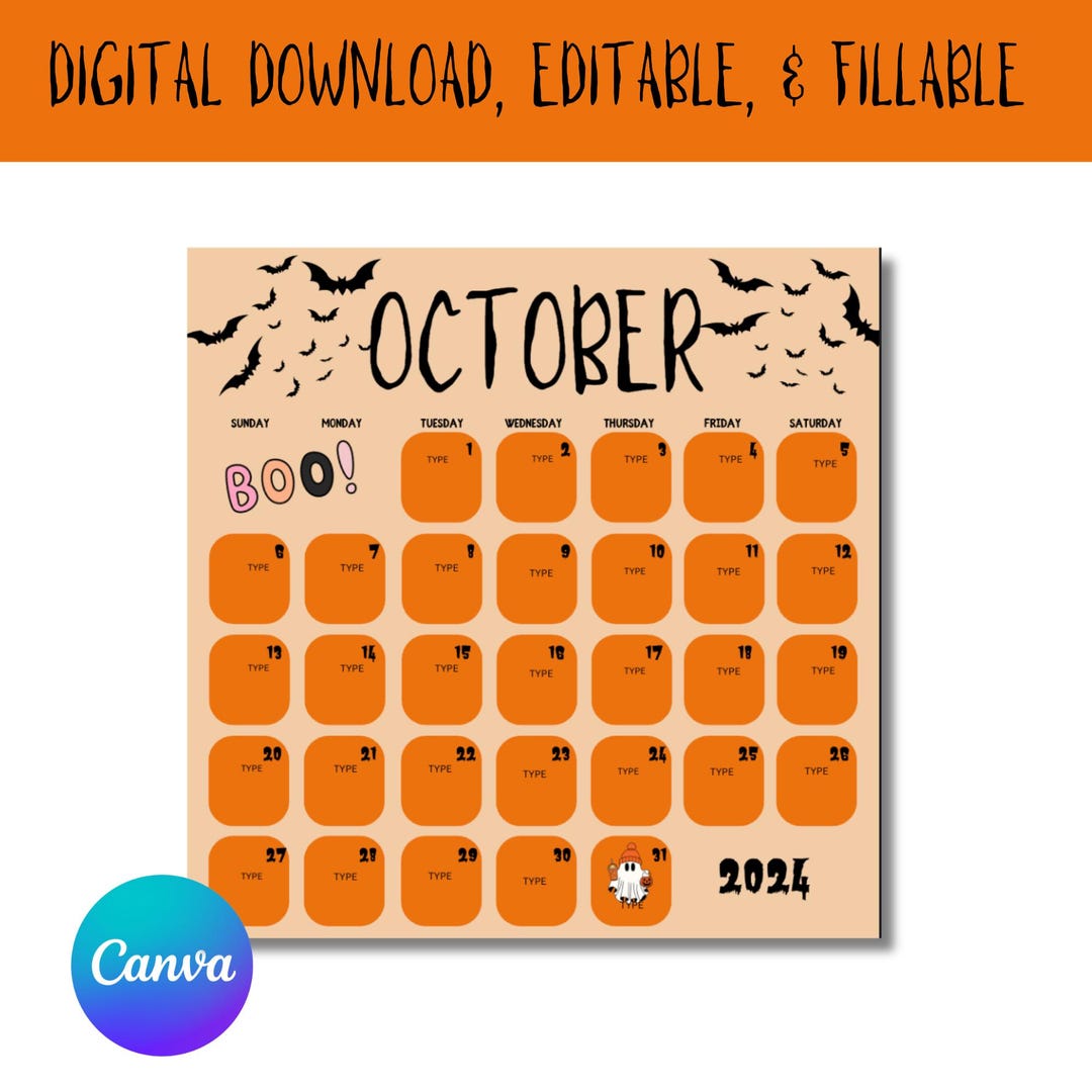 Editable/fillable Instant Download Printable PDF Orange Cute Halloween ...