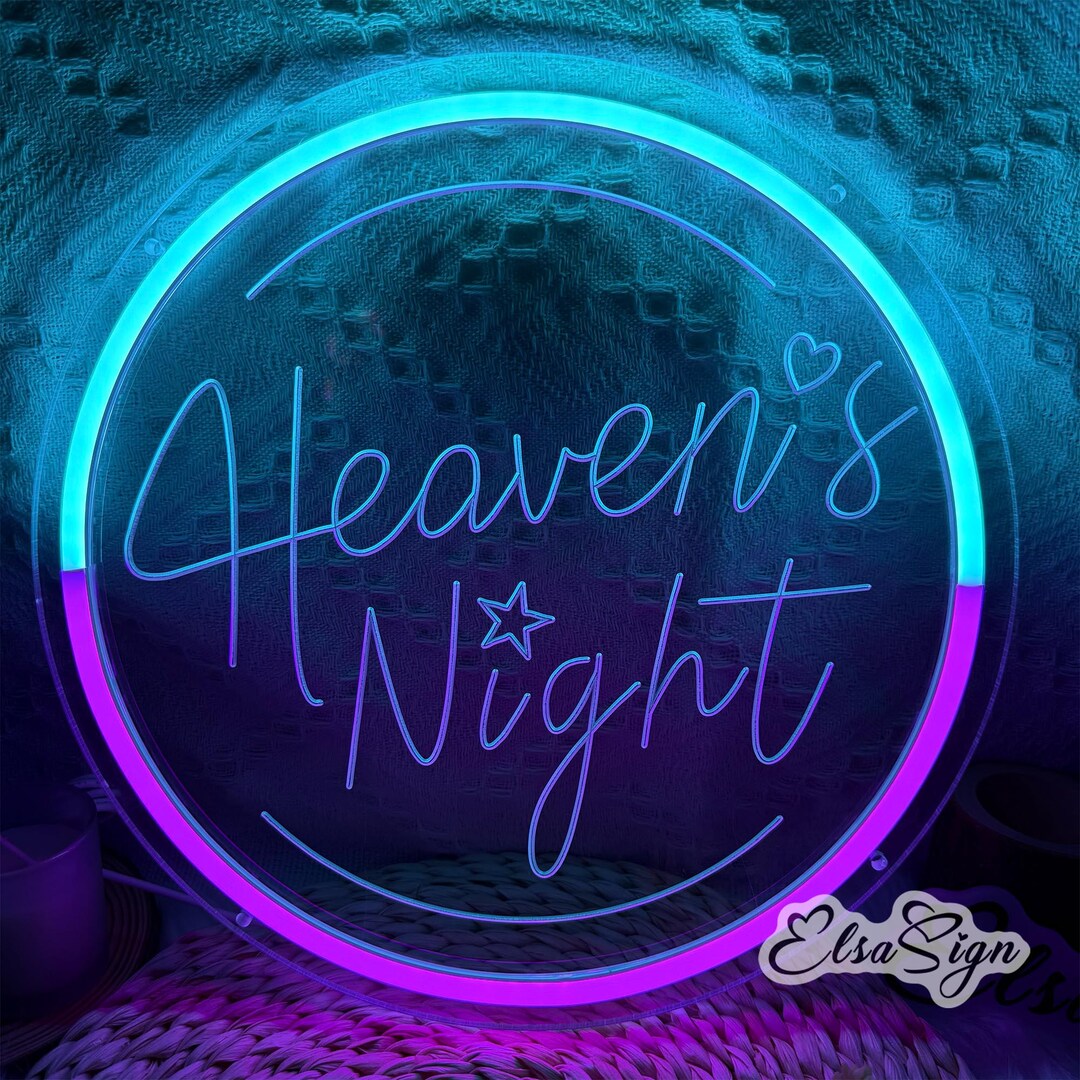 Heaven's Night Neon Sign, Game Room Wall Decoration, Wedding Shop Store ...