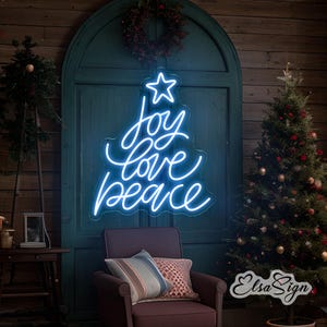 Joy Love Peace Neon Sign, Custom LED Neon Light, Sweet Christmas Party ...