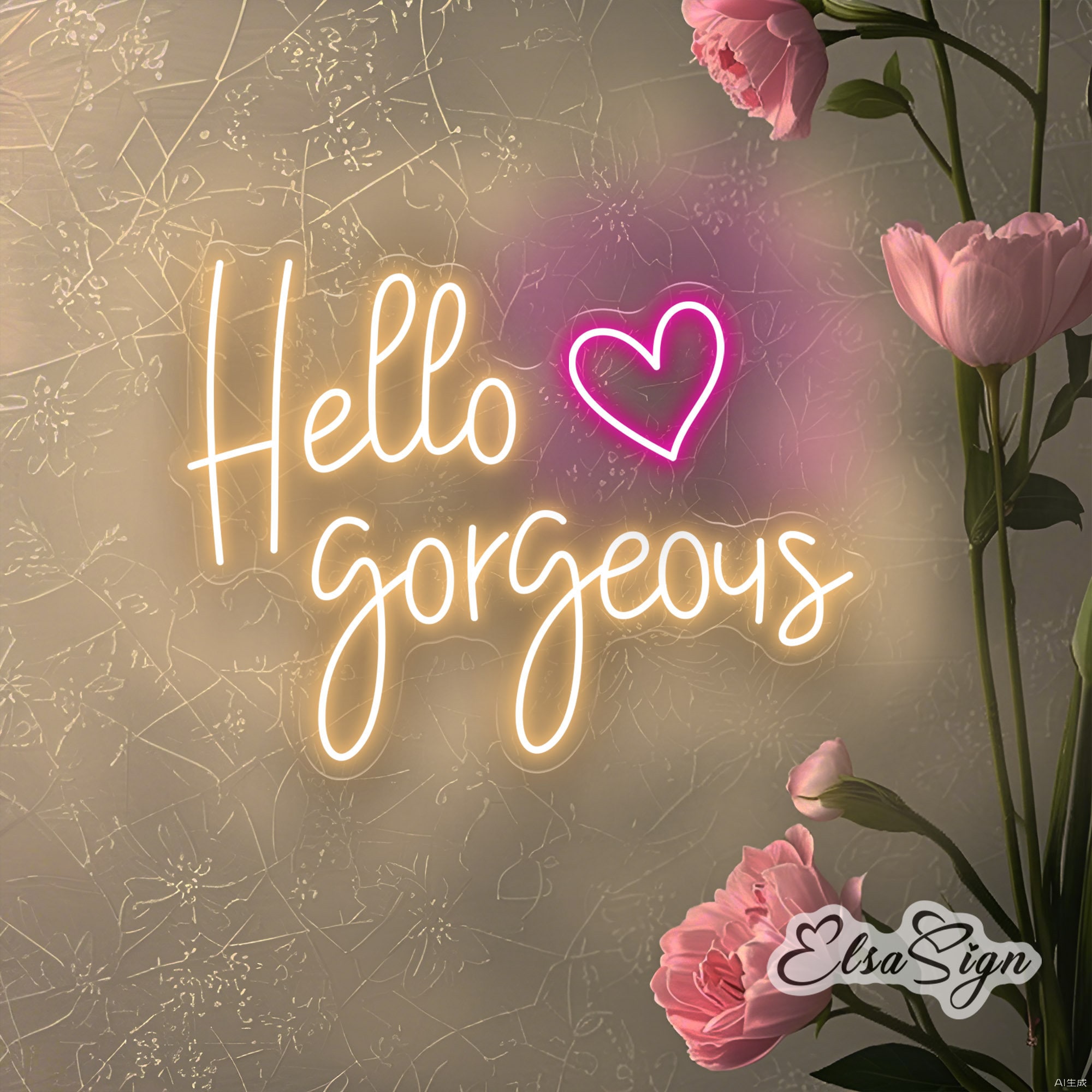 Hello Gorgeous Led Neon Sign, Custom Neon Sign Light, Salon Neon Sign ...