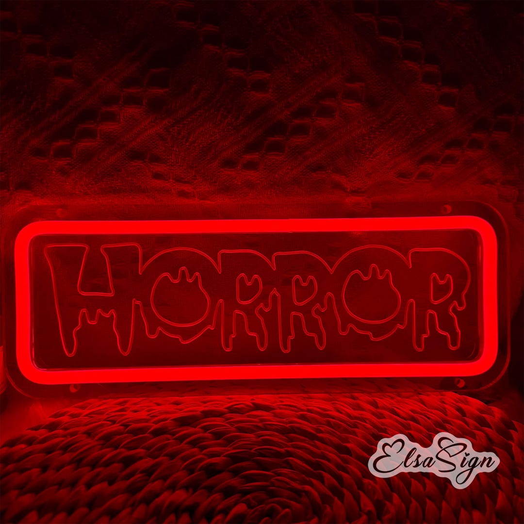 Horror LED Neon Sign, Gothic Movie Decor, Dark Wall Art, Personalized ...