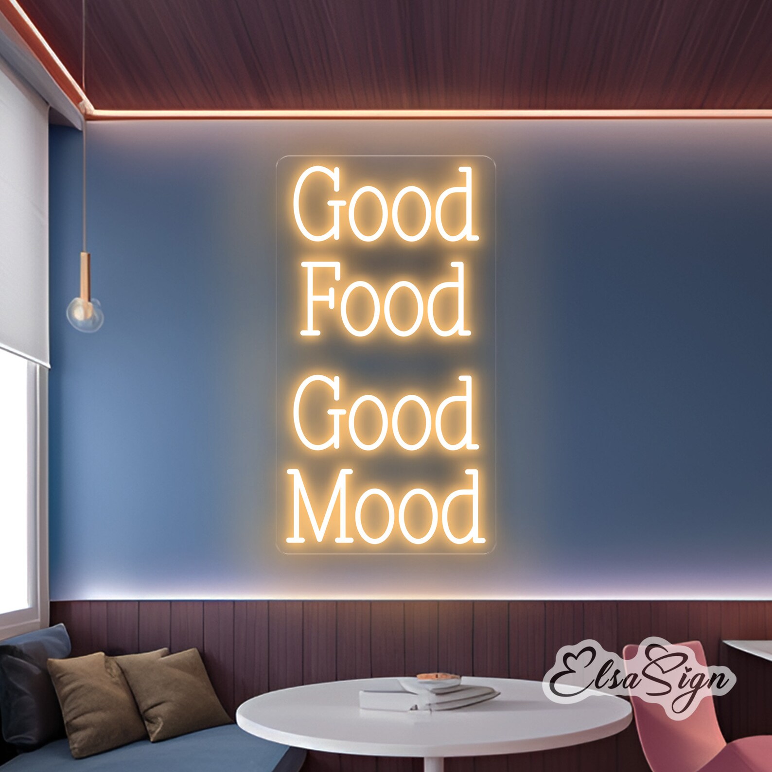 Good Food Good Mood Neon Sign, Custom Restaurant Bar Decor - Etsy