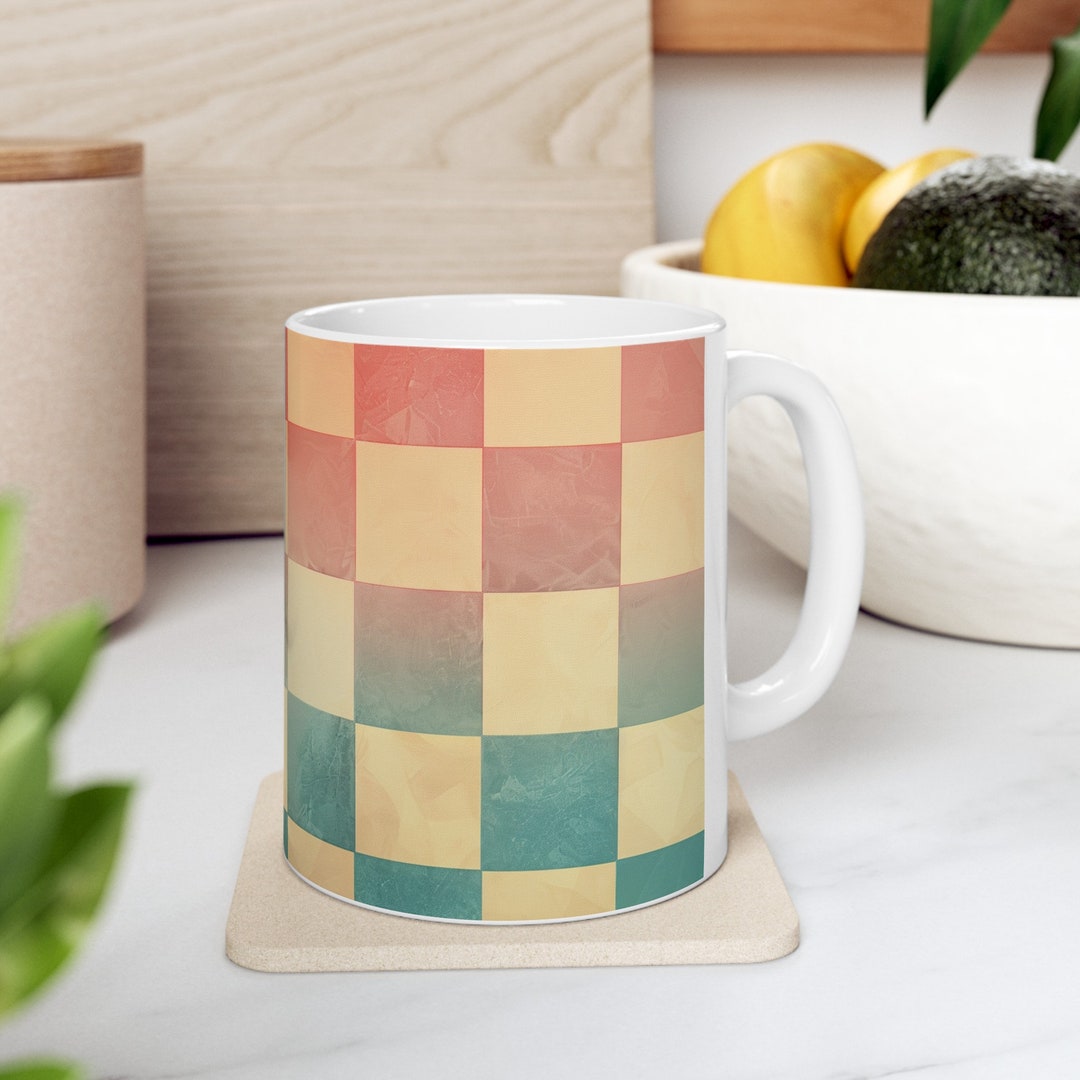 Checkerboard Mug, Handmade Ceramic Mug With Unique Pattern, Perfect ...