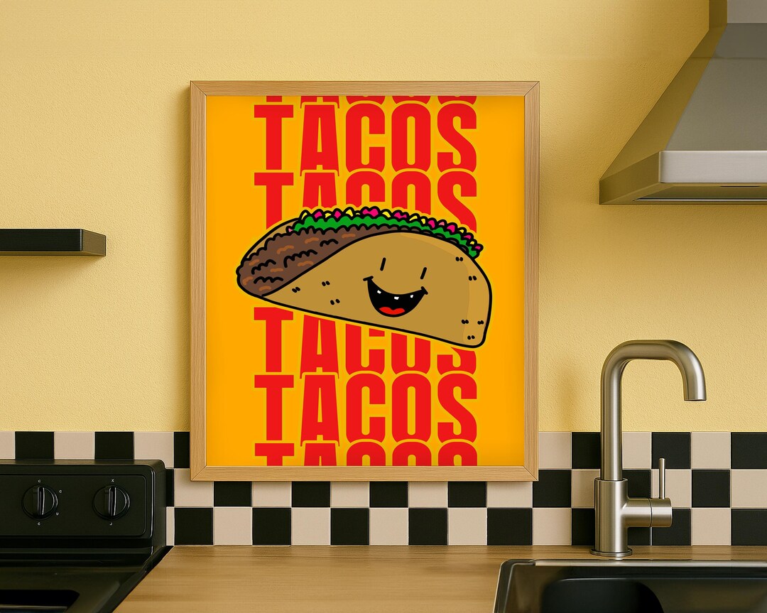 Lustiges Taco Poster – Cartoon Küchen Deko | Witzige Food Art Für ...