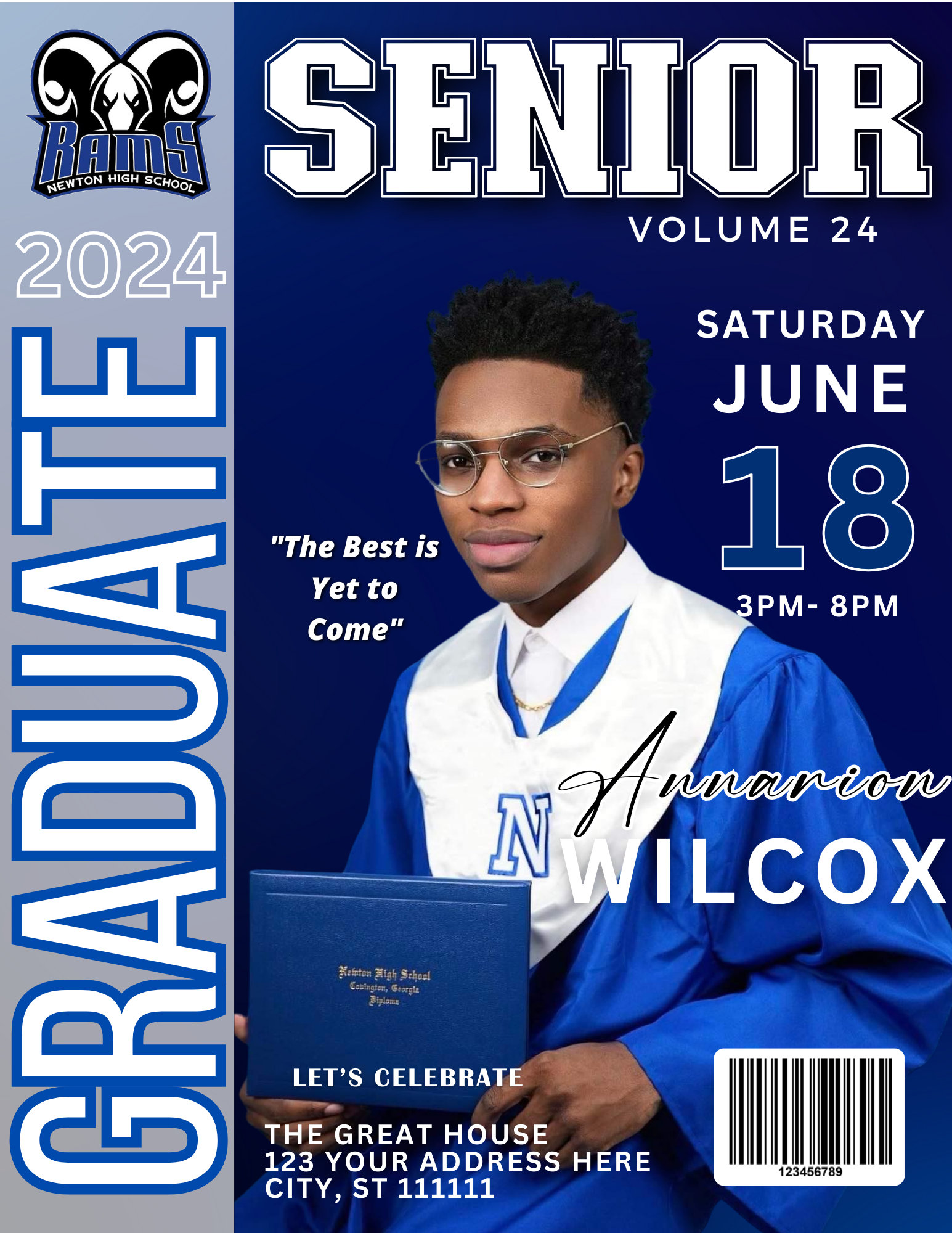 Editable Graduation Invite Magazine Cover Template - Etsy