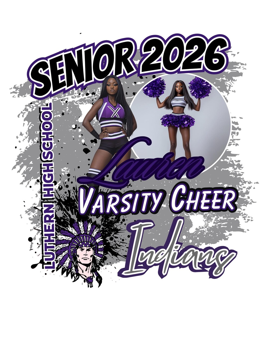 Cheer Theme T-shirt Editable Design Template Gray and Purple - Canva - Etsy