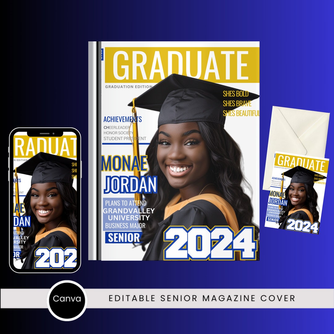Editable Graduation Magazine Cover Template - Etsy