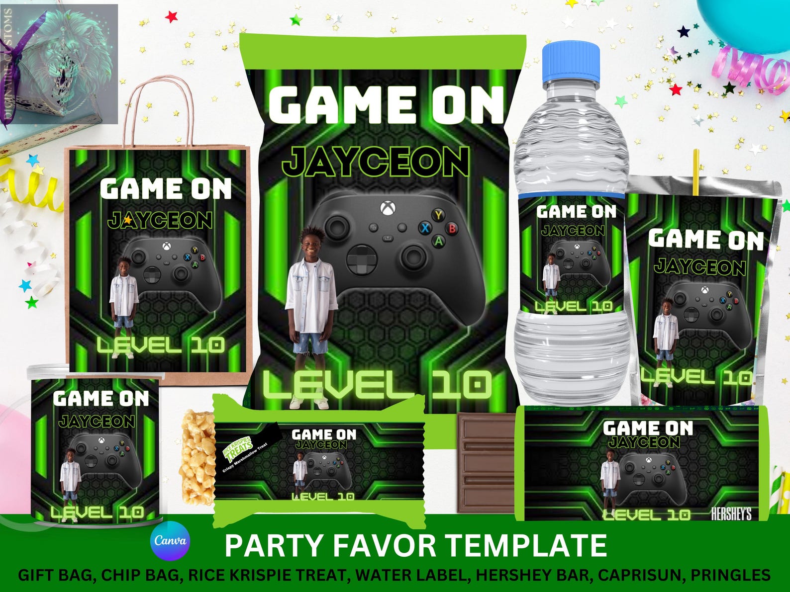 Video Game Party Favor Template Bundle - Water Bottle, Candy Bar ...