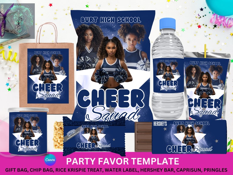Cheer Party Favor Template Bundle - Water Bottle, Candy Bar, Krispie ...