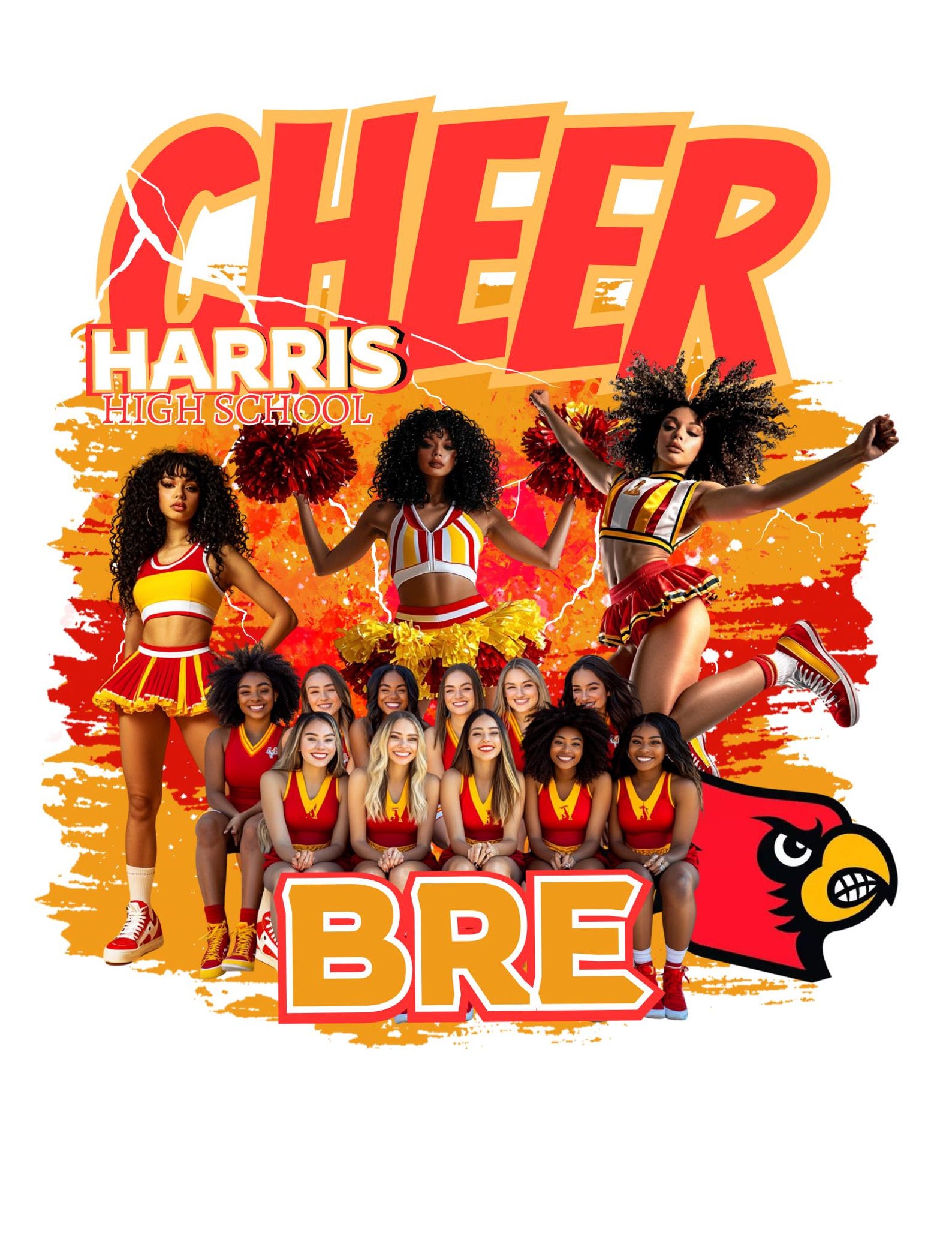 Cheer Theme T-shirt Editable Design Template Red and Gold - Canva - Etsy