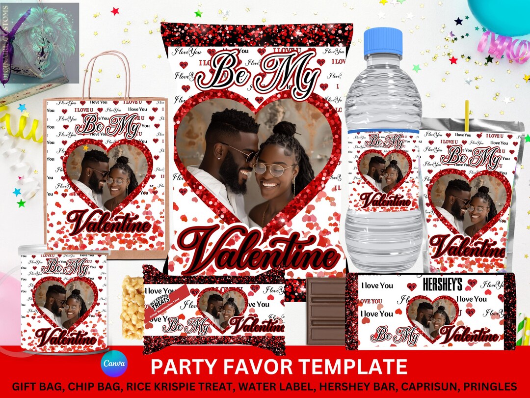 Valentines Party Favor Template Bundle - Water Bottle, Candy Bar ...