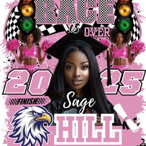 Editable Canva Graduation Senior T-shirt Design Template - the Race is ...