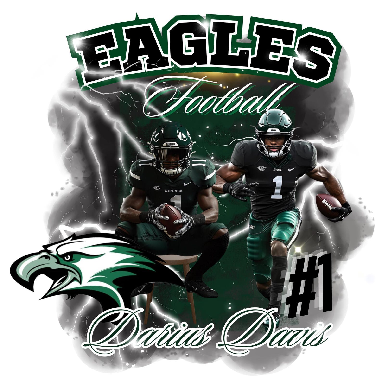 Football Theme T-shirt Editable Design Template Dark Green - Canva - Etsy