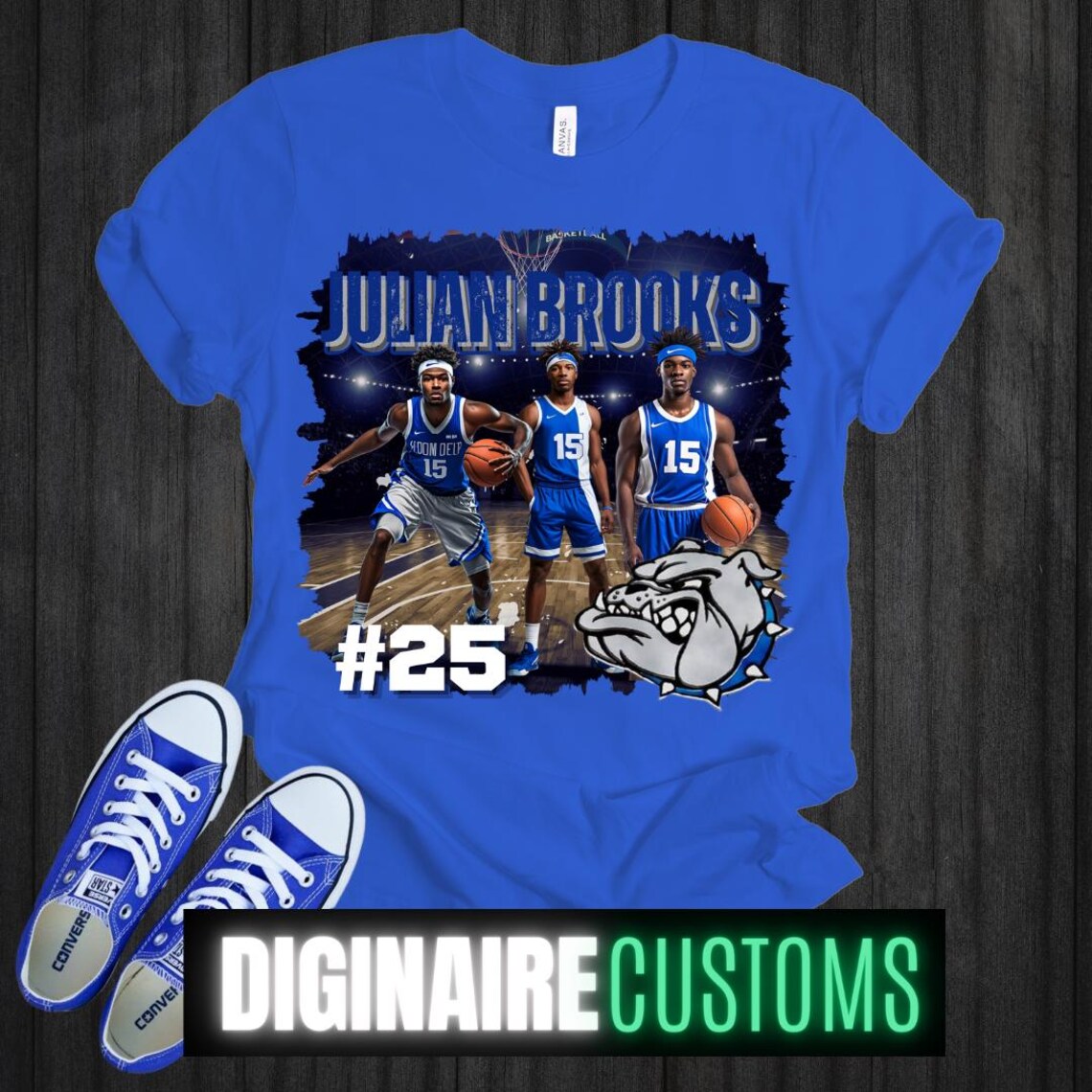 Basketball Theme T-shirt Editable Design Template Blue Gray- Canva - Etsy