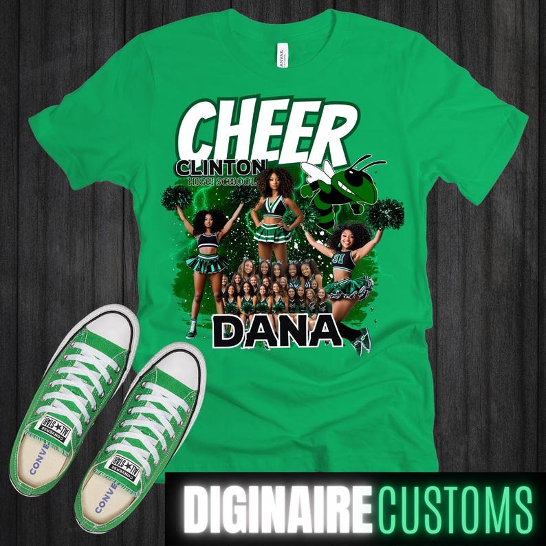 Cheer Theme T-shirt Editable Design Template Green - Canva - Etsy