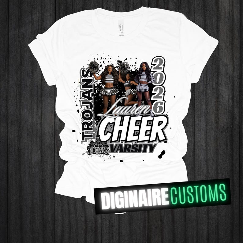 Cheer Theme T-shirt Editable Design Template Gray- Canva - Etsy