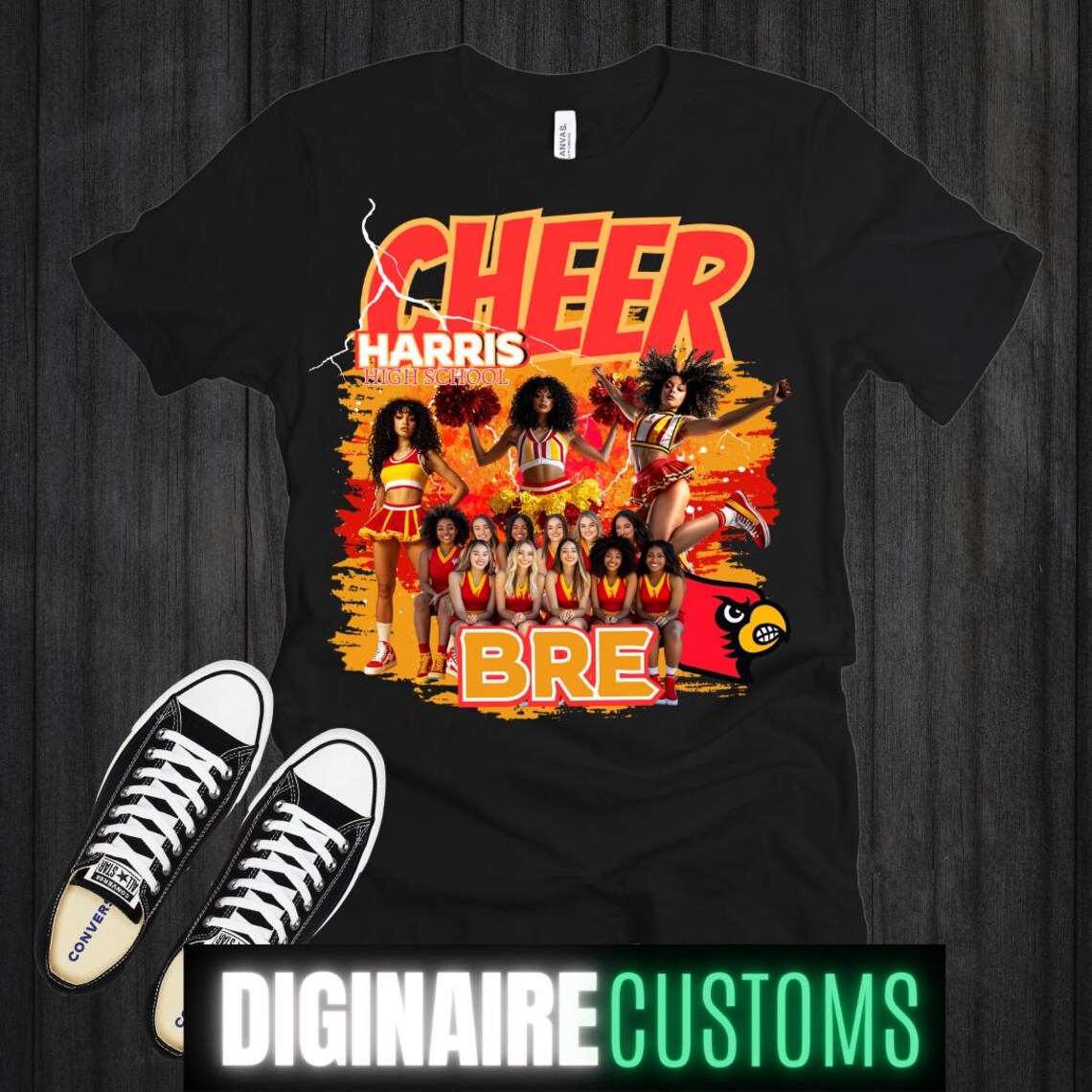 Cheer Theme T-shirt Editable Design Template Red and Gold - Canva - Etsy