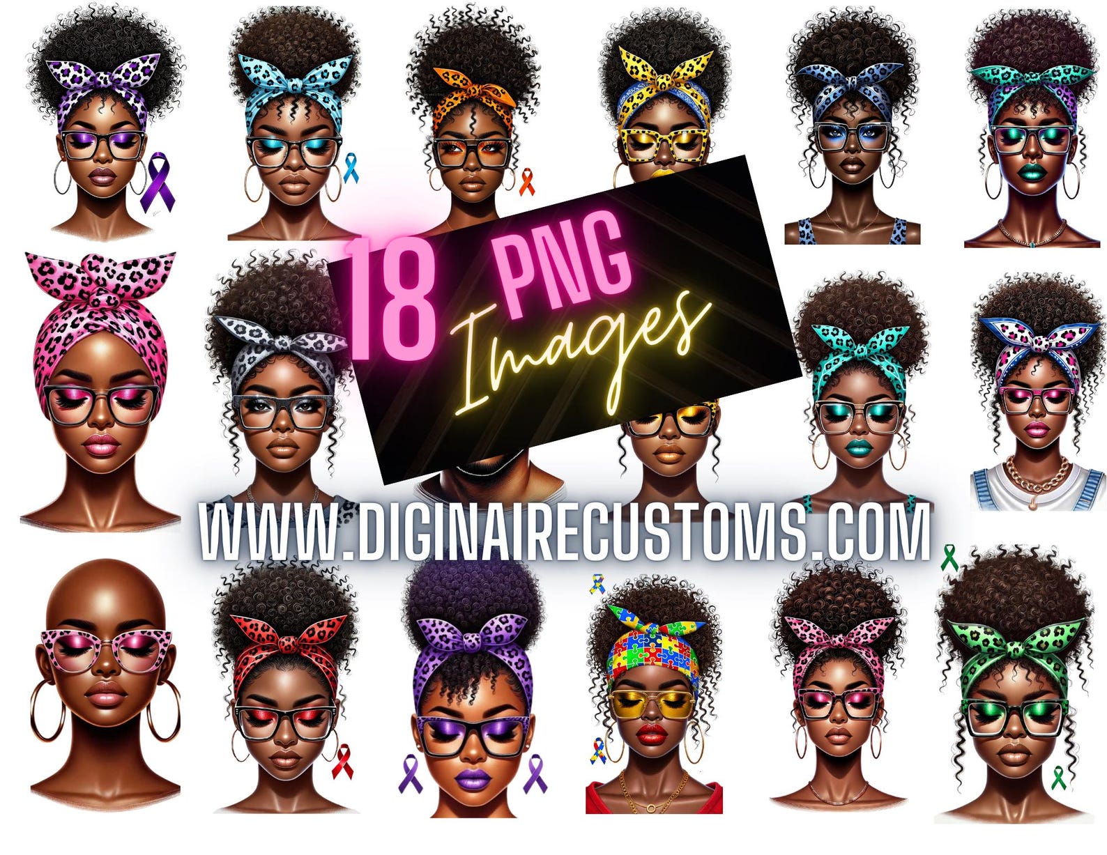 Black Girl Magic Full Face PNG Bundle 18 Images - Etsy