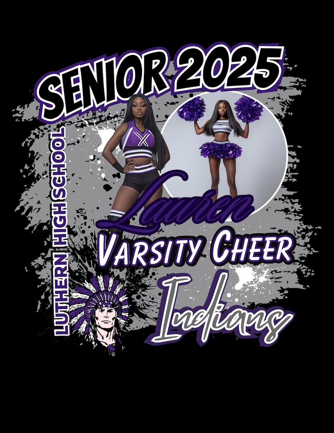 Cheer Theme T-shirt Editable Design Template Gray and Purple - Canva - Etsy