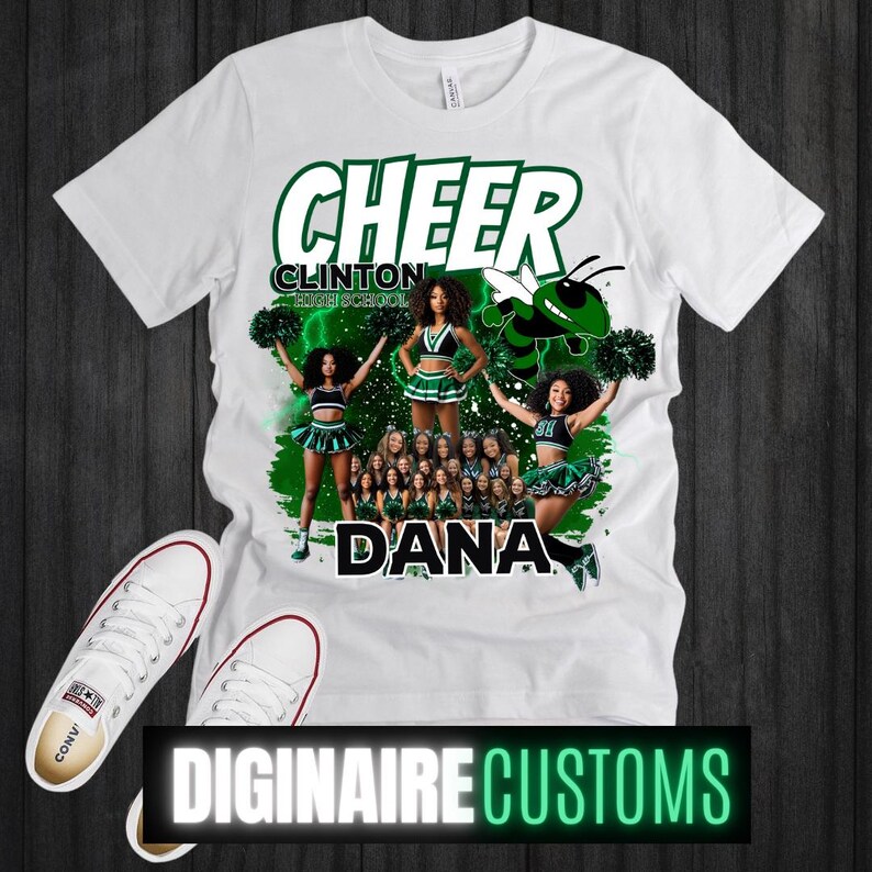 Cheer Theme T-shirt Editable Design Template Green - Canva - Etsy