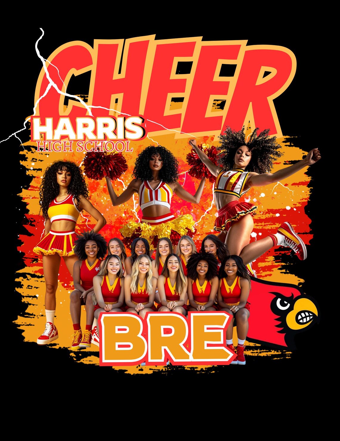 Cheer Theme T-shirt Editable Design Template Red and Gold - Canva - Etsy