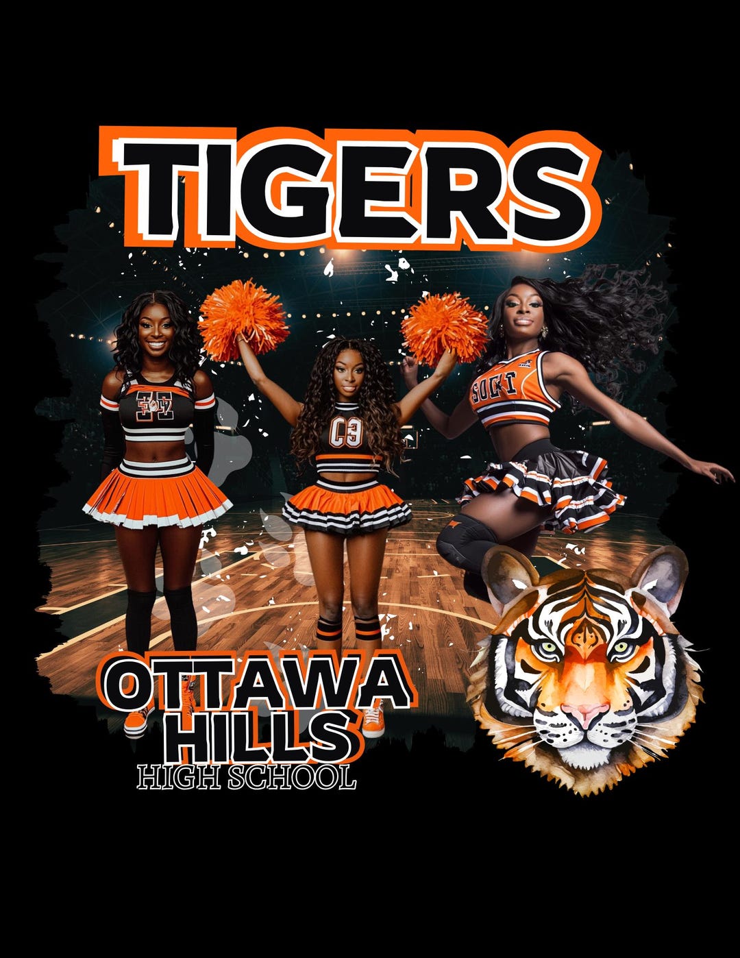 Cheer Theme T-shirt Editable Design Template Orange - Canva - Etsy