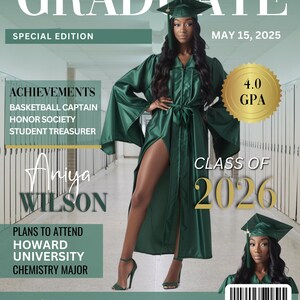 2 Editable Graduation Invite Magazine Cover Templates - Etsy