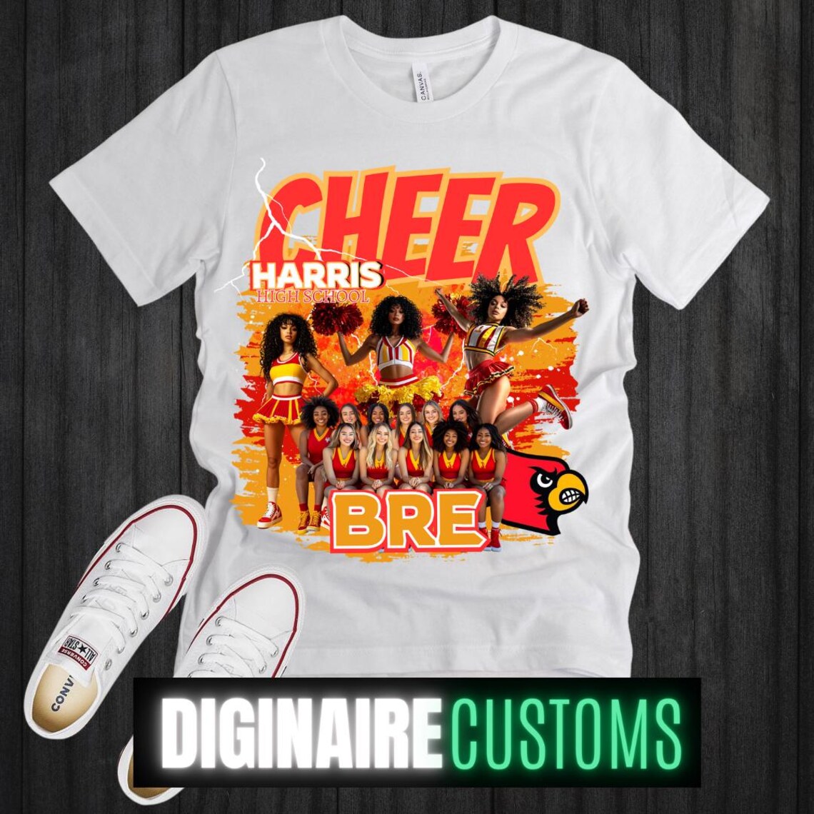 Cheer Theme T-shirt Editable Design Template Red and Gold - Canva - Etsy