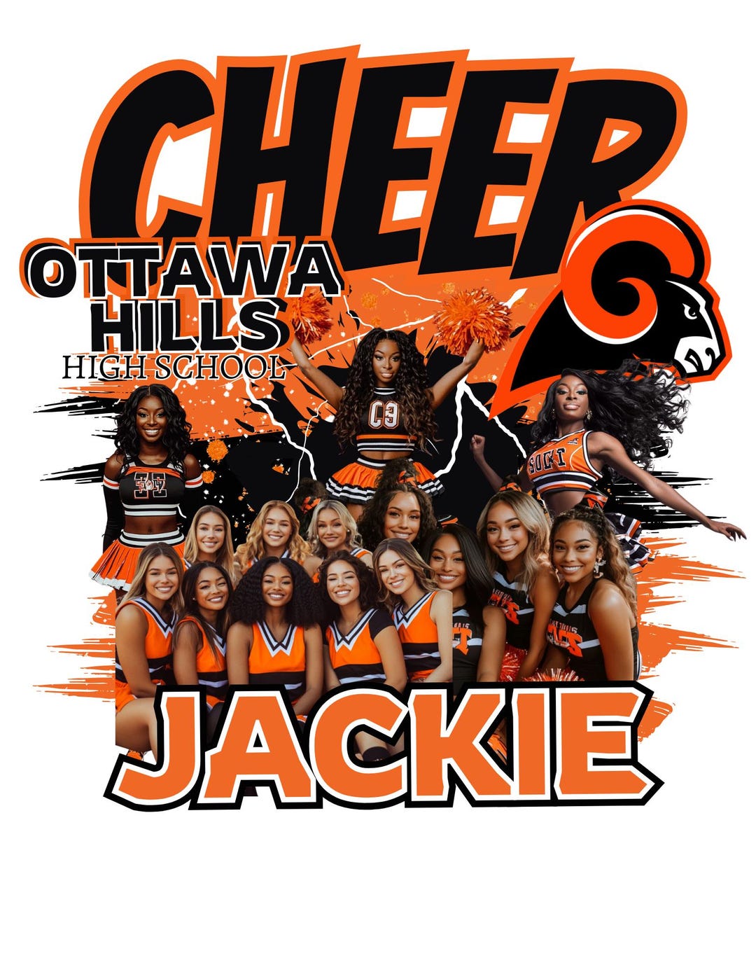 Cheer Theme T-shirt Editable Design Template Orange and Black - Canva ...