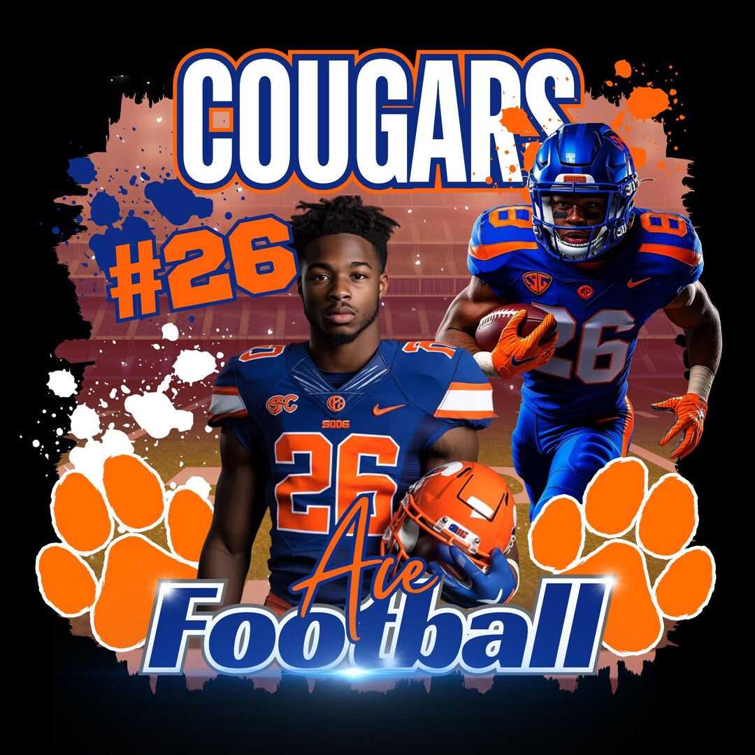 Football Theme T-shirt Editable Design Template Blue and Orange - Canva ...
