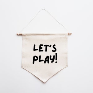Lets Play Canvas Banner Wall Art, Kid Playroom Wall Decor, Girl Boy ...