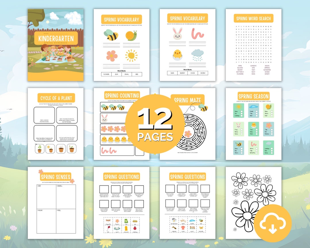 Kindergarten Spring Workbook - Etsy