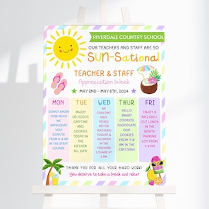 Editable Teacher Appreciation Week Itinerary Poster Teachers Staff ...