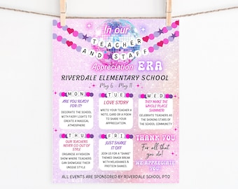 Teacher and Staff Appreciation Week Theme Flyer, Editable Canva ...