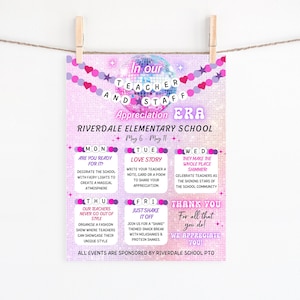 Teacher and Staff Appreciation Week Theme Flyer, Editable Canva ...