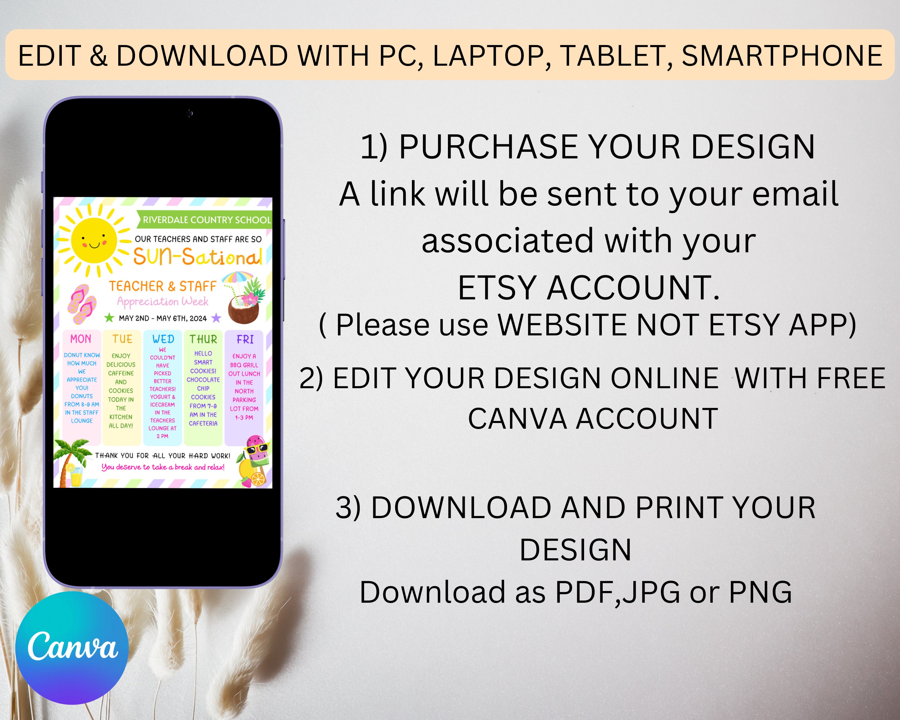 Teacher and Staff Appreciation Week Theme Flyer, Editable Canva ...