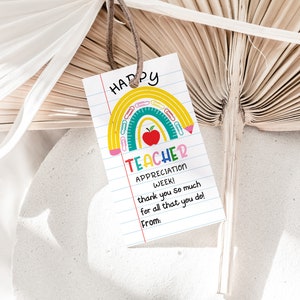 Teacher Appreciation Week Gift Tag, Printable End of School Year Favor ...