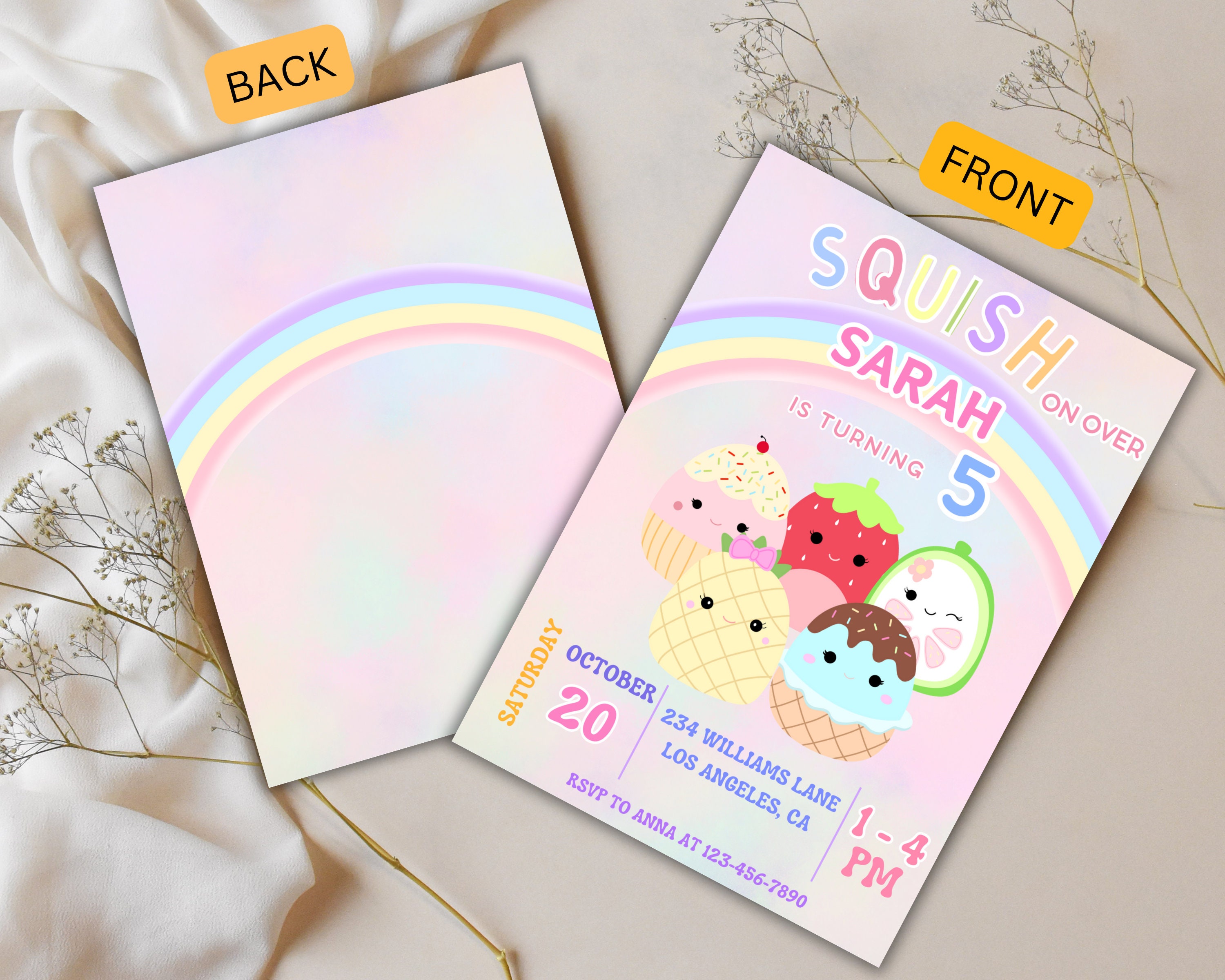 Squish Birthday Invitation, Squishy EDITABLE Invite , Instant Download ...