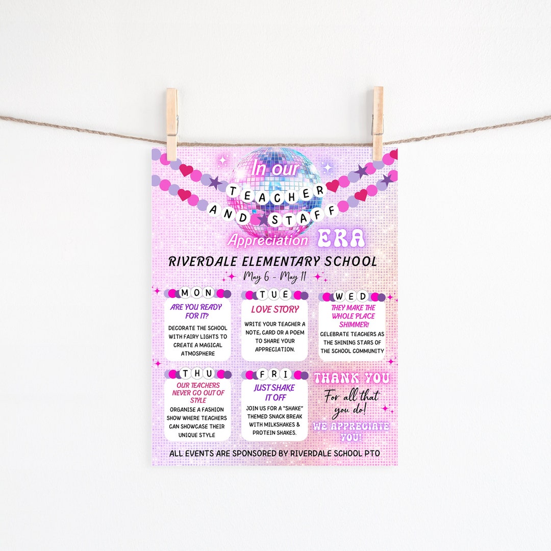 Teacher and Staff Appreciation Week Theme Flyer, Editable Canva ...